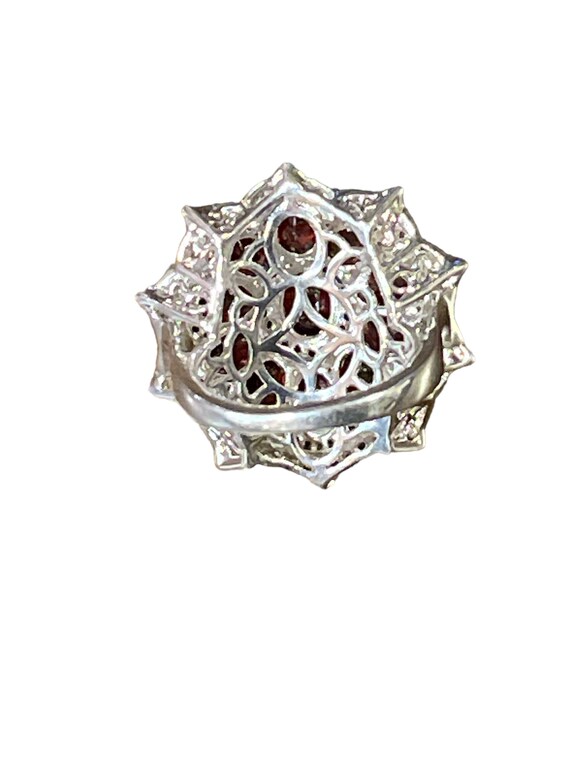 Sterling Silver Red Rhinestone Statement Ring - Gem