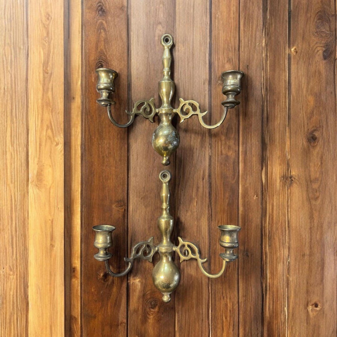 Antique Brass Wall Scones-made in England - Etsy