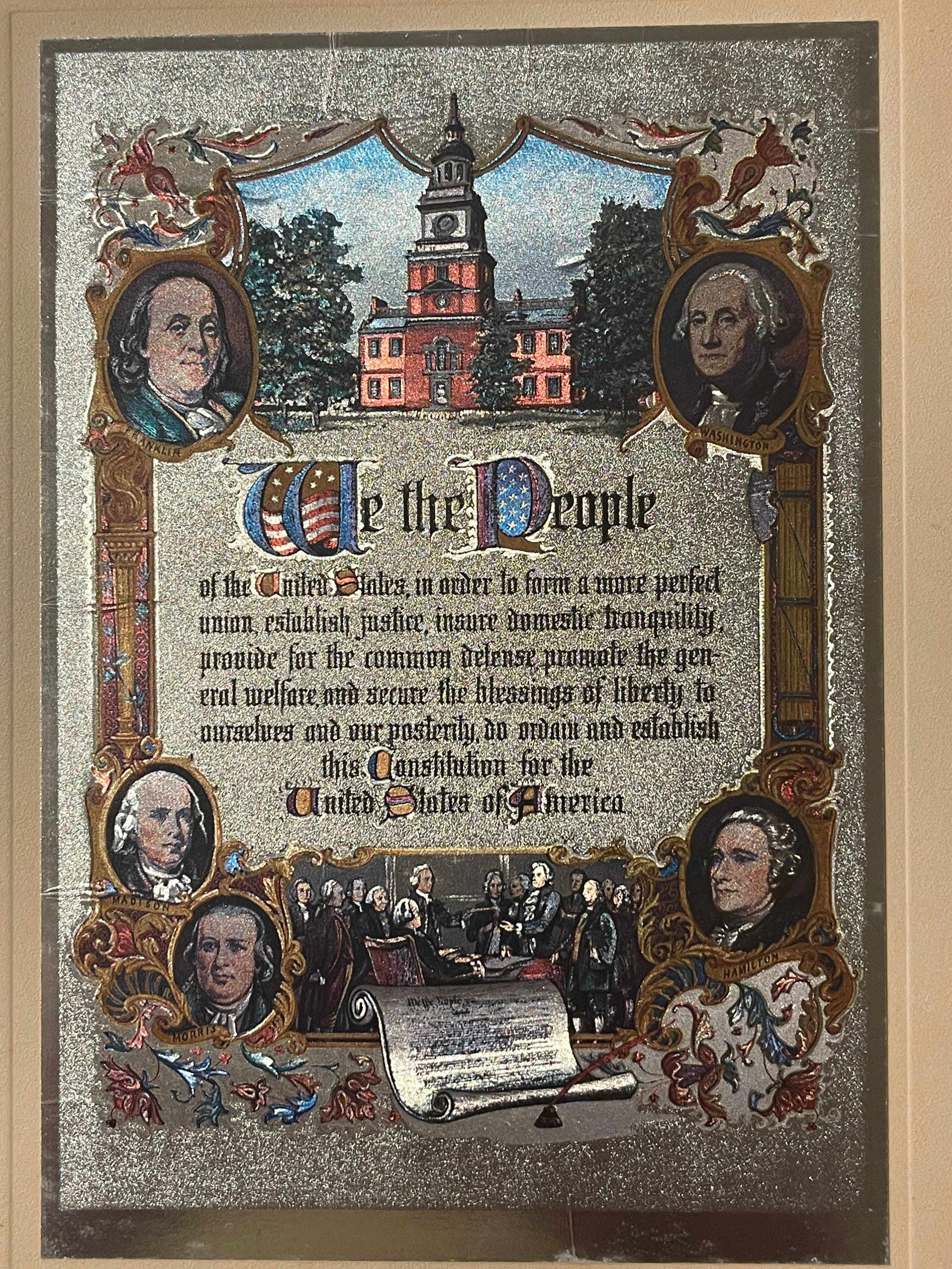Vintage Framed Foil Etching of Preamble - Etsy
