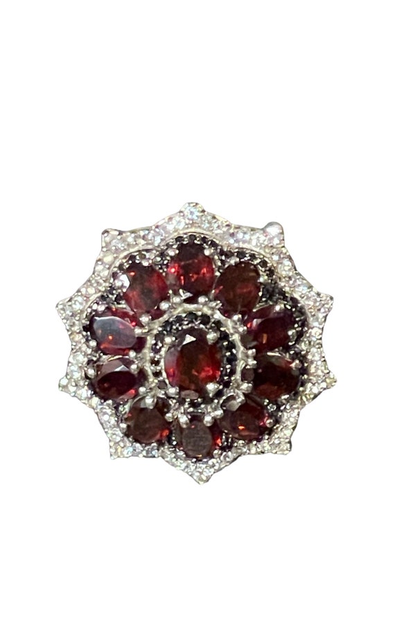 Sterling Silver Red Rhinestone Statement Ring - Gem