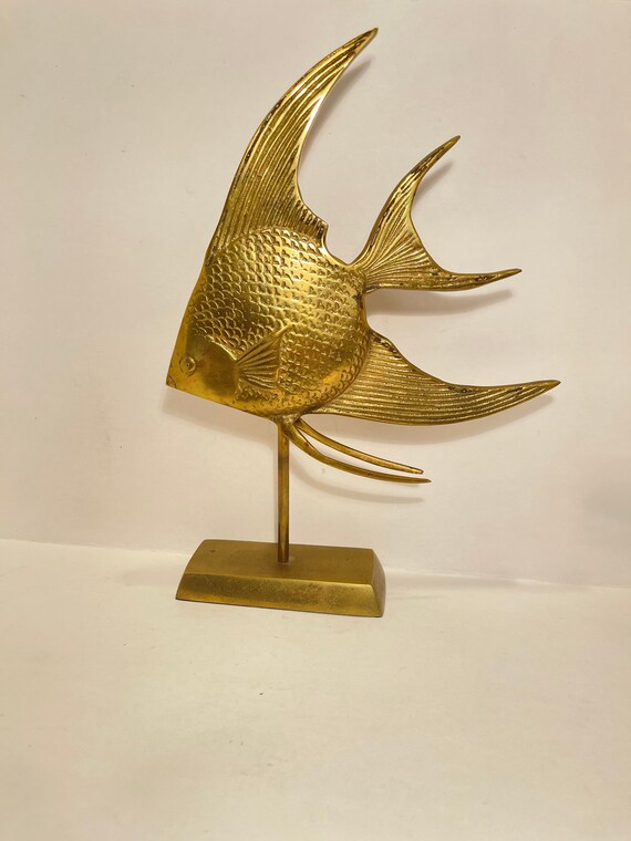 Vintage Brass Fish Statue | Etsy