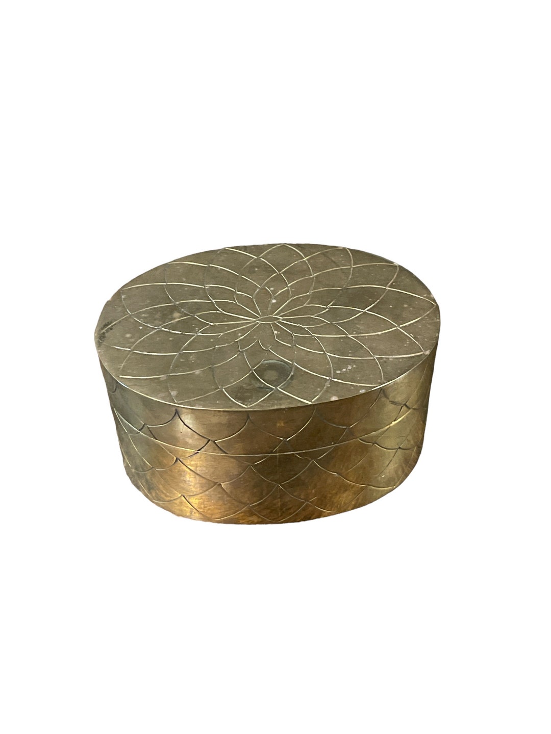 Vintage Brass Oval Shaped Trinket Box - Etsy