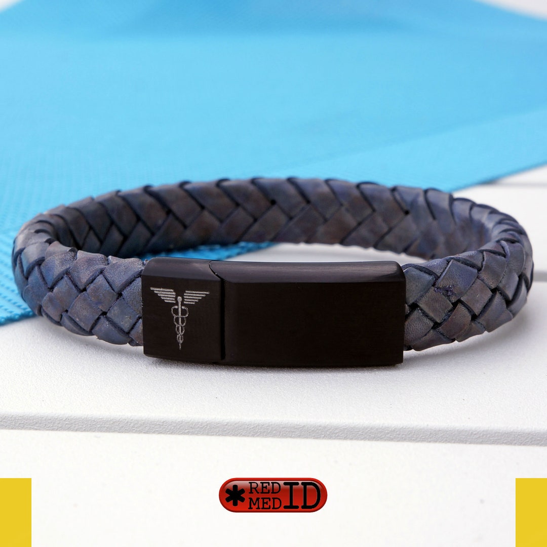 Vintage Blue Medical Alert Bracelet, Made With Premium Quality UK Made ...