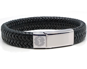 Black Medical Alert SOS ID Bracelet With Soft Waterproof | Etsy