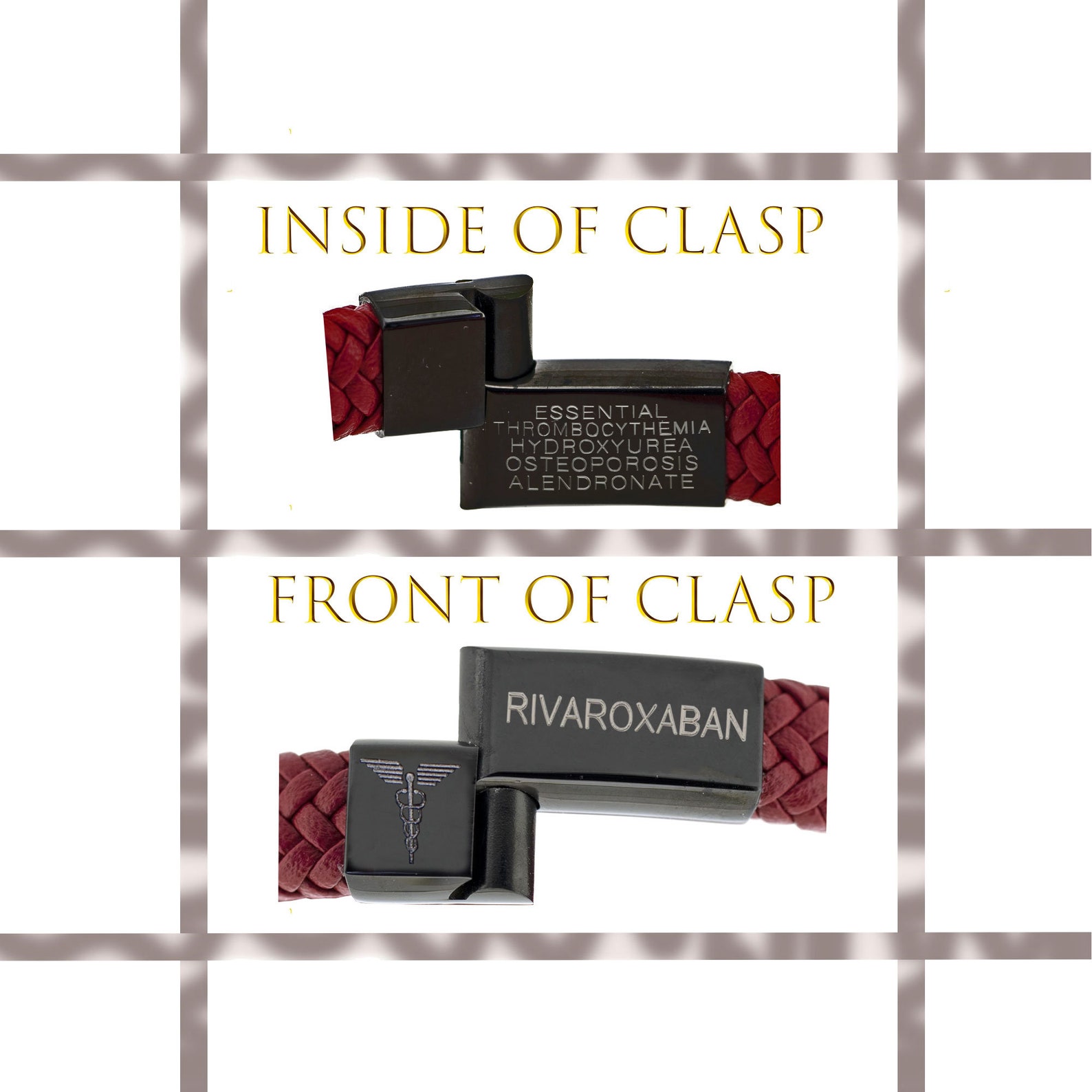 Red Medical Alert ID Bracelet With Soft Leather Personalised, Any ...