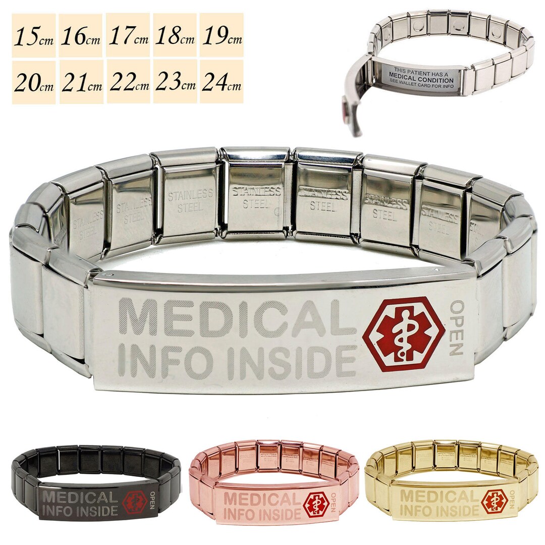 Medical ID Bracelet - Personalised Waterproof Stretch - up to 200 ...