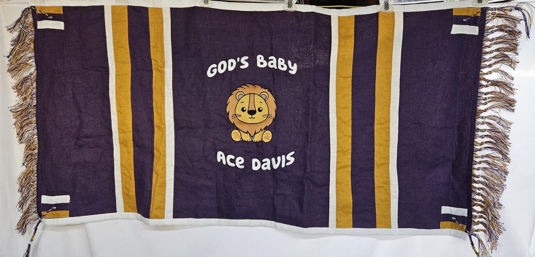 Baby Tallit Blanket Personalized | 100% Linen Color Choice | Hebrew ...