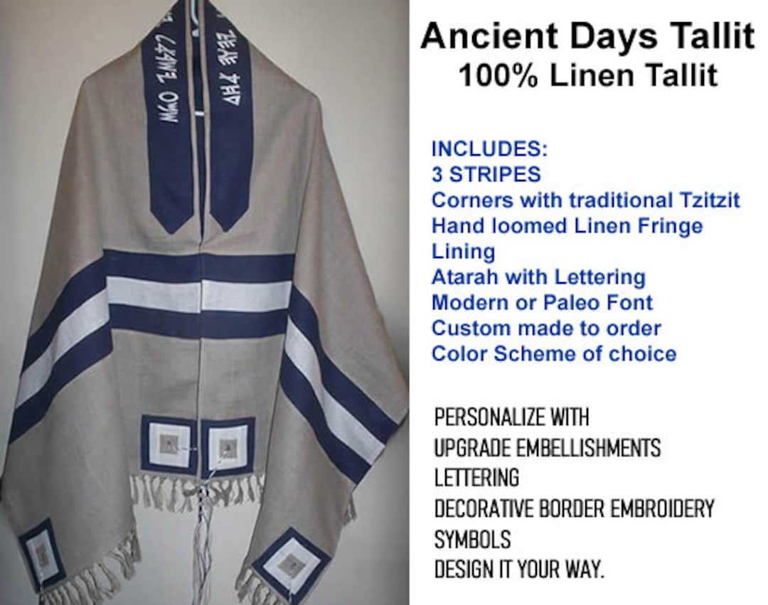 Ancient Days Tallit | Linen Medium Weight | Old Paths Elegant Prayer ...