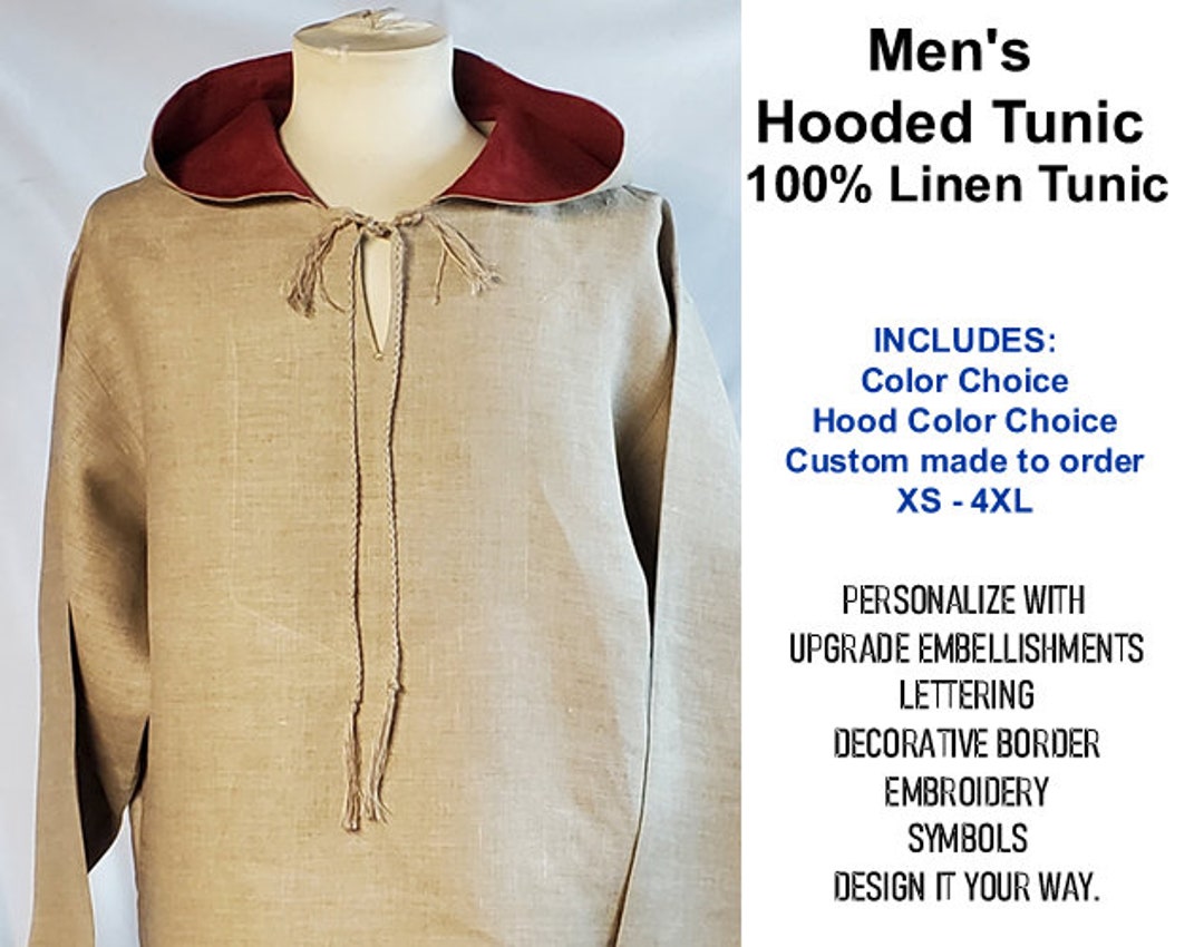 Men's Linen Hooded Tunic | Custom Made | XS-4XL - Etsy