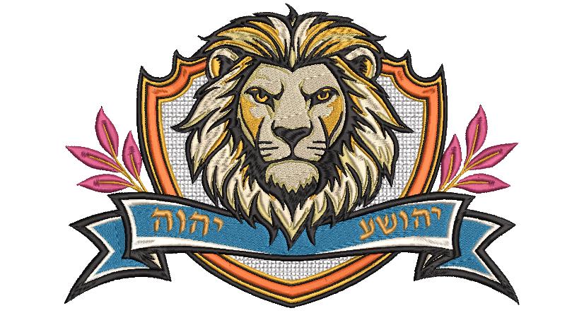 Lion Head Shield Embroidery File Digital Download 6" X 9" Garment ...