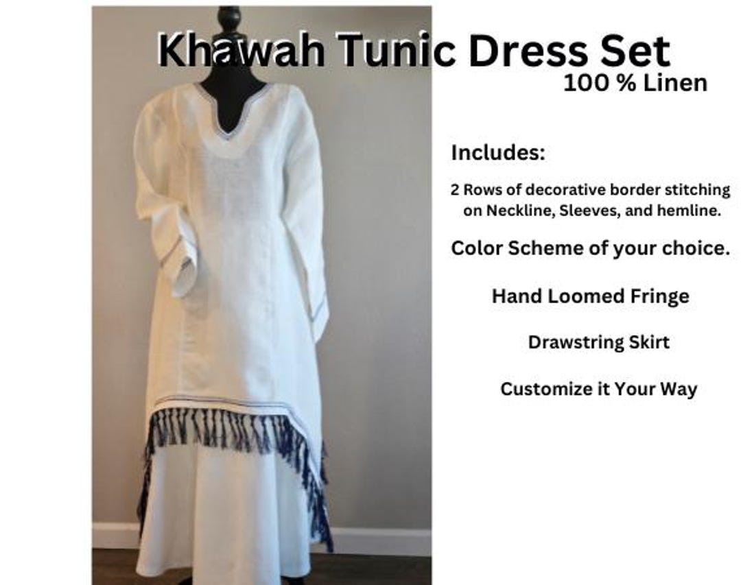 Khawah Tunic Dress & Skirt Set | 100% Linen | Shabbat Holy Day ...