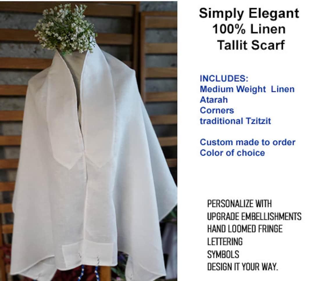 Tallit Scarf Linen Medium Weight Simple Elegant Prayer Shawl Head ...