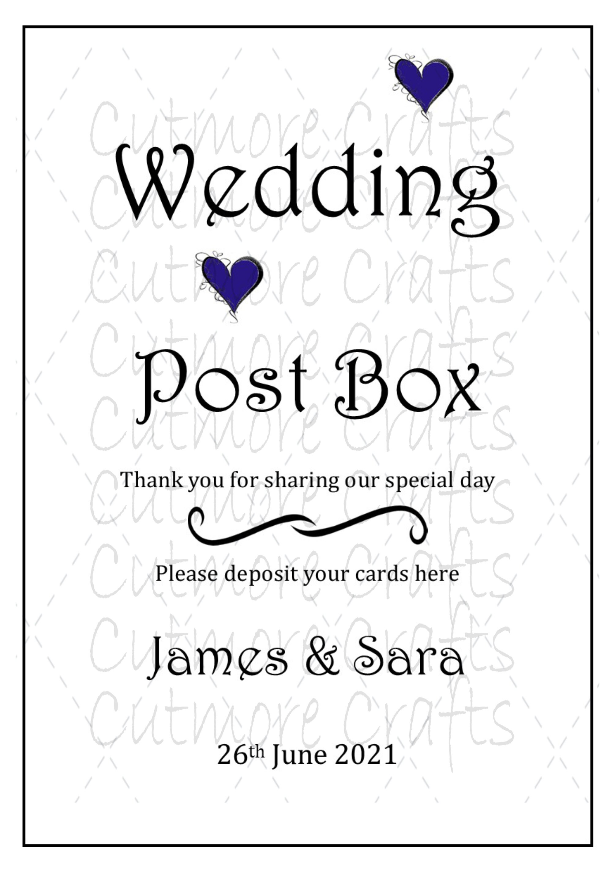 Personalised Wedding Post Box A5 Sign Pretty heart - Etsy UK