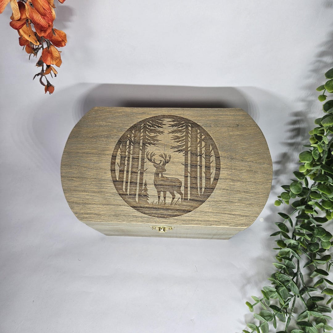 Mabon Ritual Box, Wood Box Engraved With a Stag, Stag Box Lid, Autumn ...