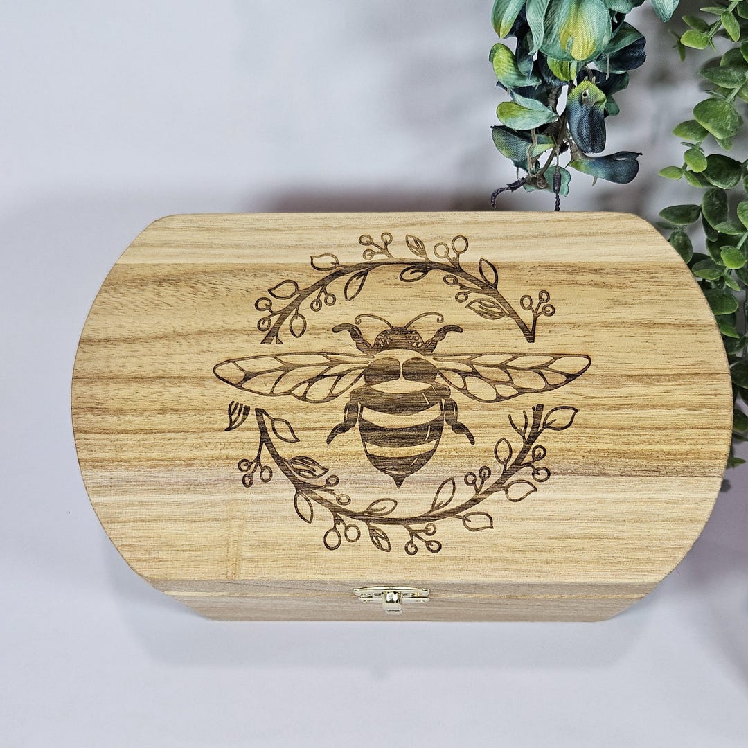 Ostara Ritual Box, Wood Box Engraved With a Bee, Bee Box Lid, Spring ...