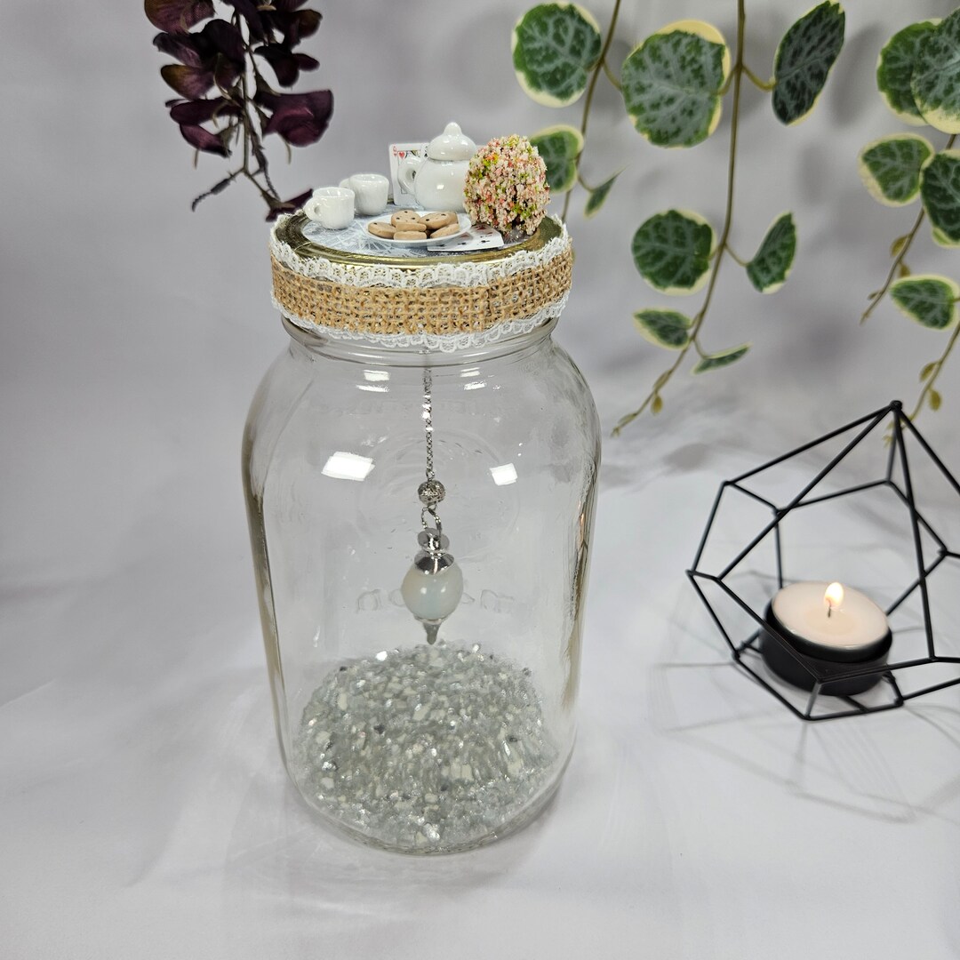 Tea Party Divination Jar, Fortune Telling, Glass Container, Divining ...