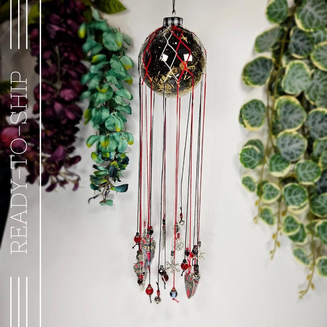 Krampus Ornament Bell Witch Ball, Yule Decorations, Pagan Holiday Decor ...