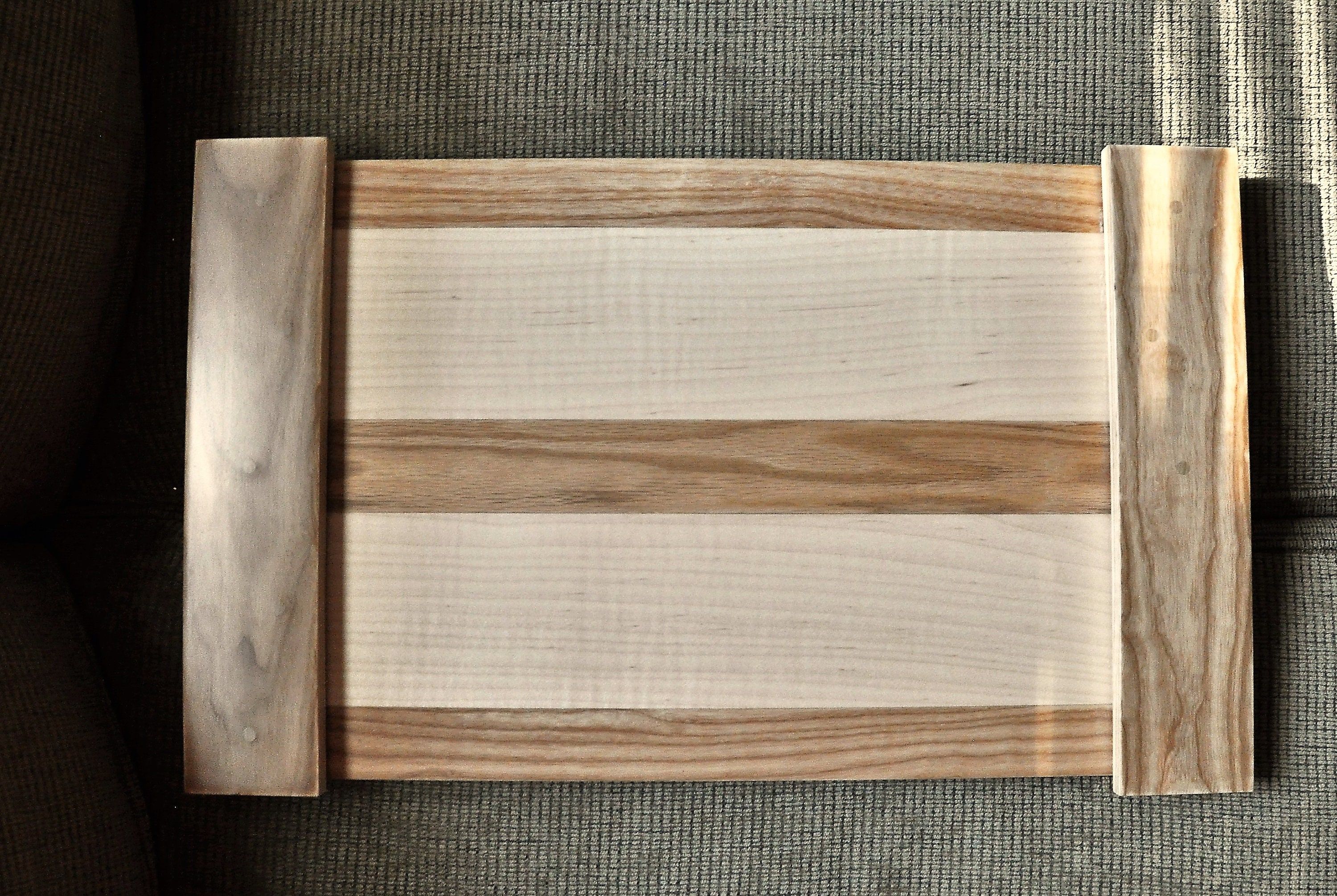 Beautiful Tiger Maple Serving Tray or Platter With Hickory Handles and ...