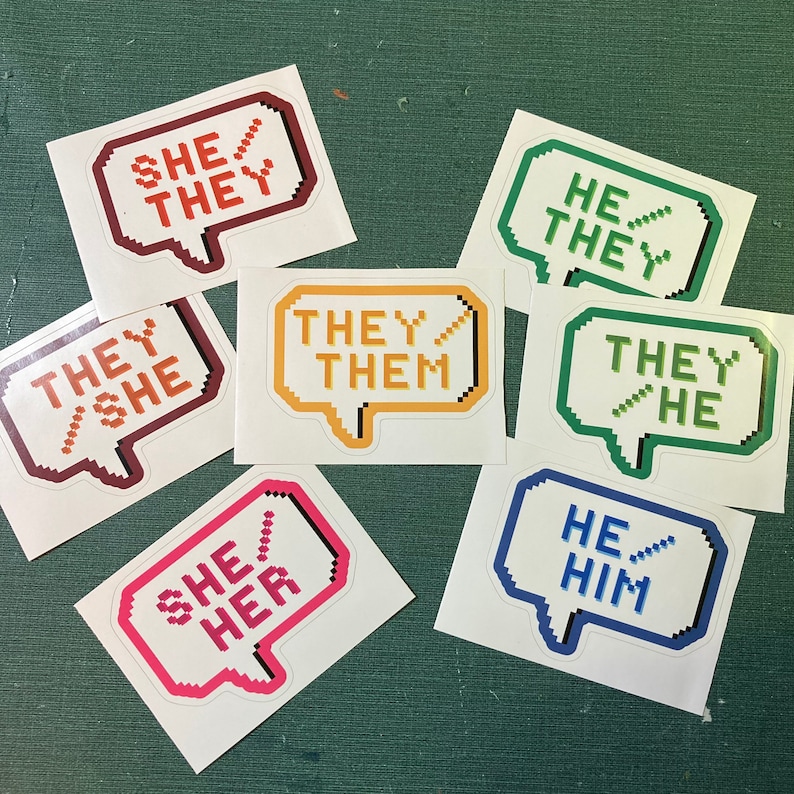 Pixel Pronoun Stickers (he Him They Them She Her) - Etsy