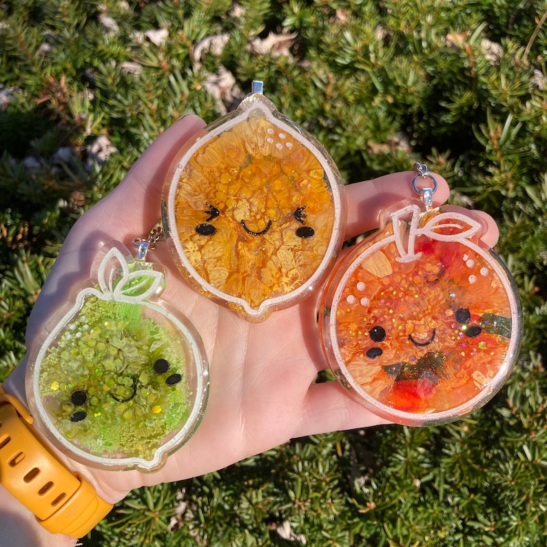 Citrus Fruit Keychains- Loopcoopshop Loopcoop Resin Orange Lemon Lime ...