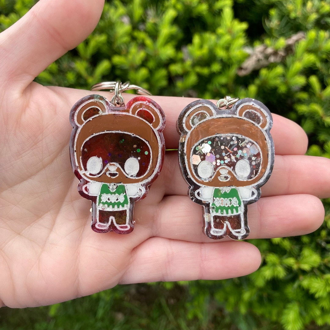 Tom Nook Tanooki Keychains- Loopcoopshop Green Resin Animal Crossing ...