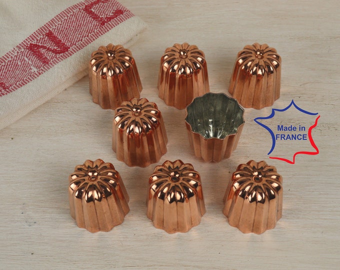 Set of 8 Copper Canele Molds Mini Size 1.5 Inches Professional Quality ...