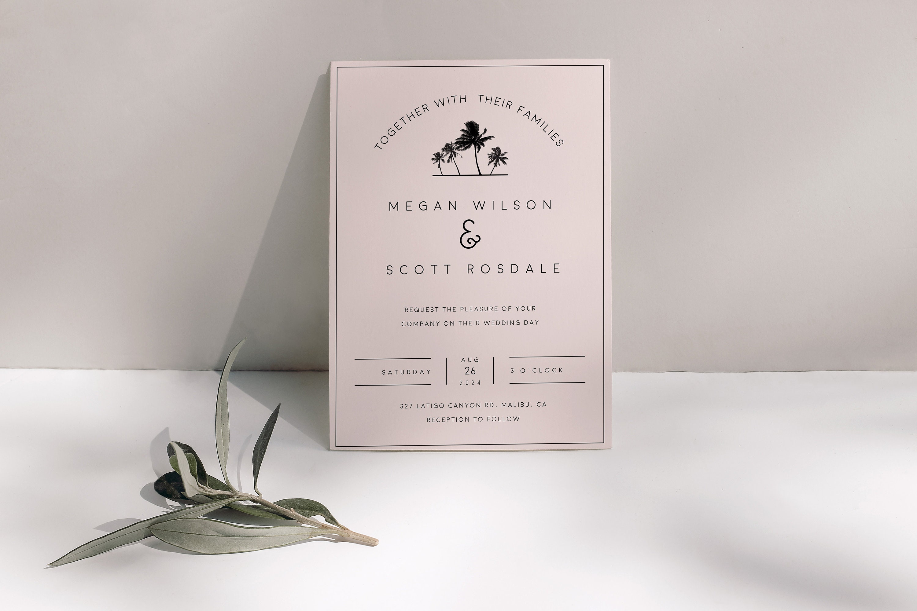 Vera Monogram Wedding Invitation Template, Simple Elegant Printable ...