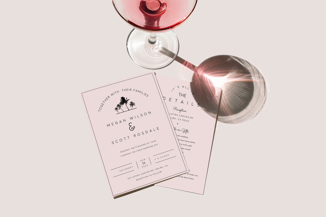 Vera - Monogram Wedding Invitation Template, Simple Elegant Printable ...