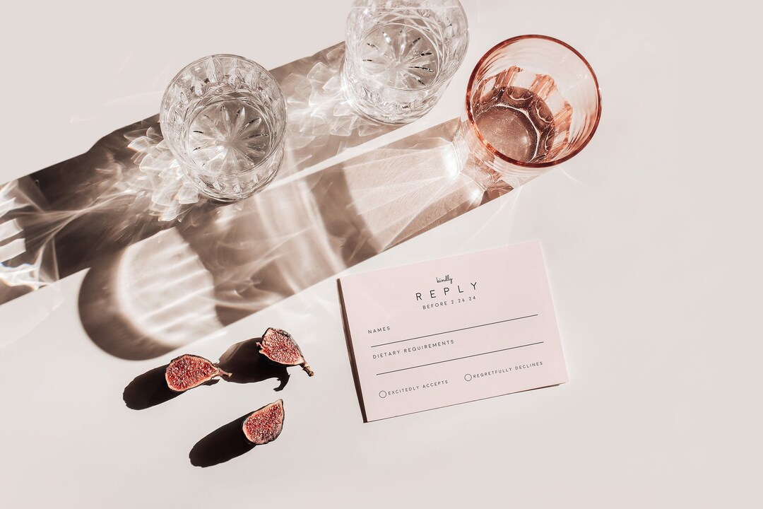 Vera - Monogram Wedding RSVP Template, Simple Elegant Printable Invite ...