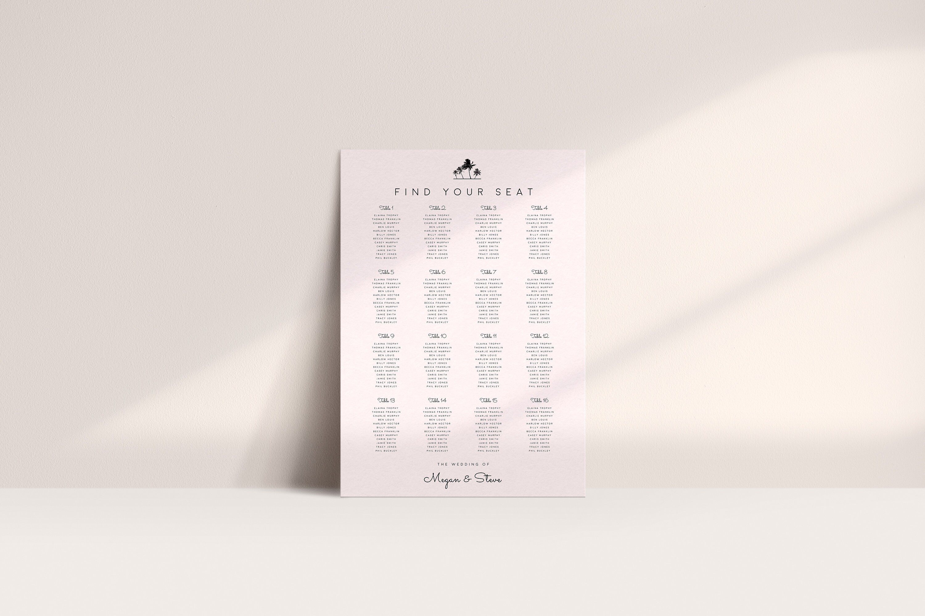 Vera Monogram Wedding Seating Chart Template, Simple Elegant Printable ...