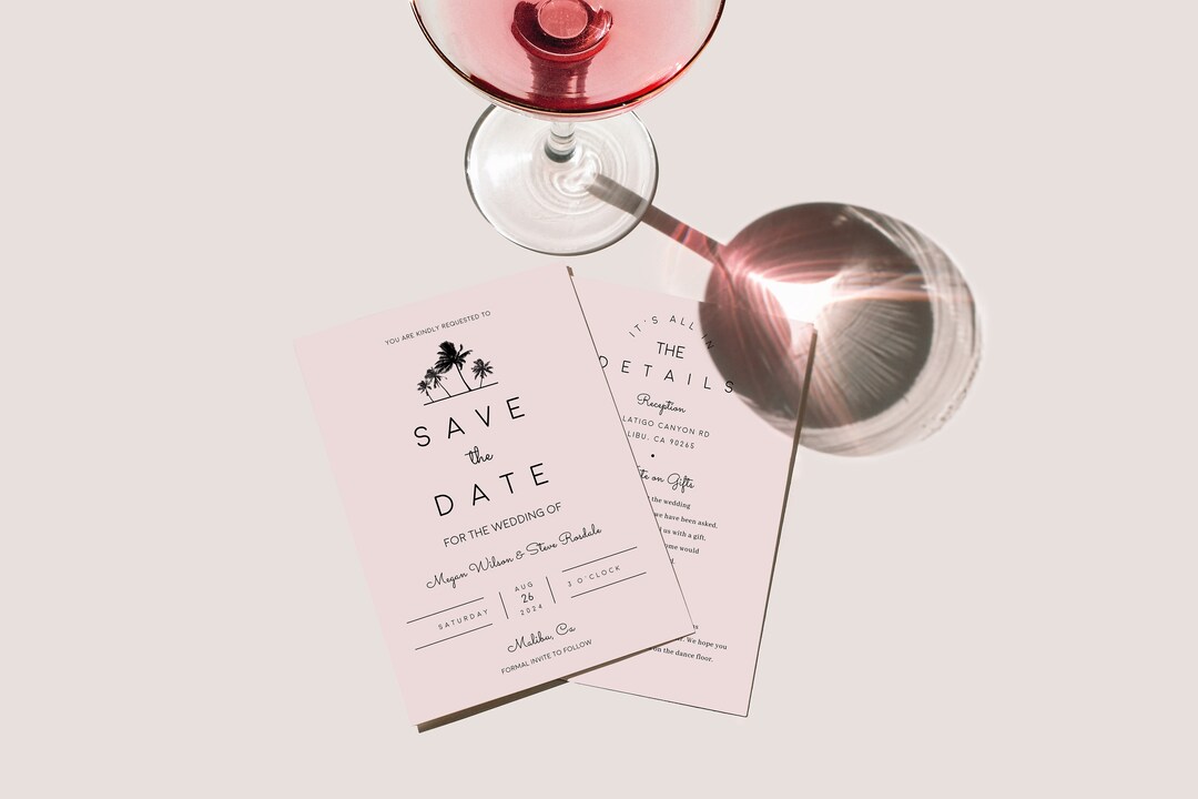 Vera - Monogram Wedding Save the Date Template, Simple Elegant ...