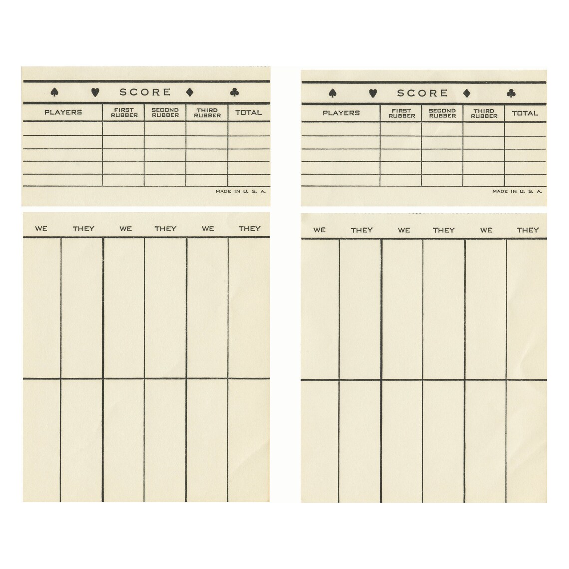 Vintage Paper Printable Digital Download Contract Bridge Score Pad and ...