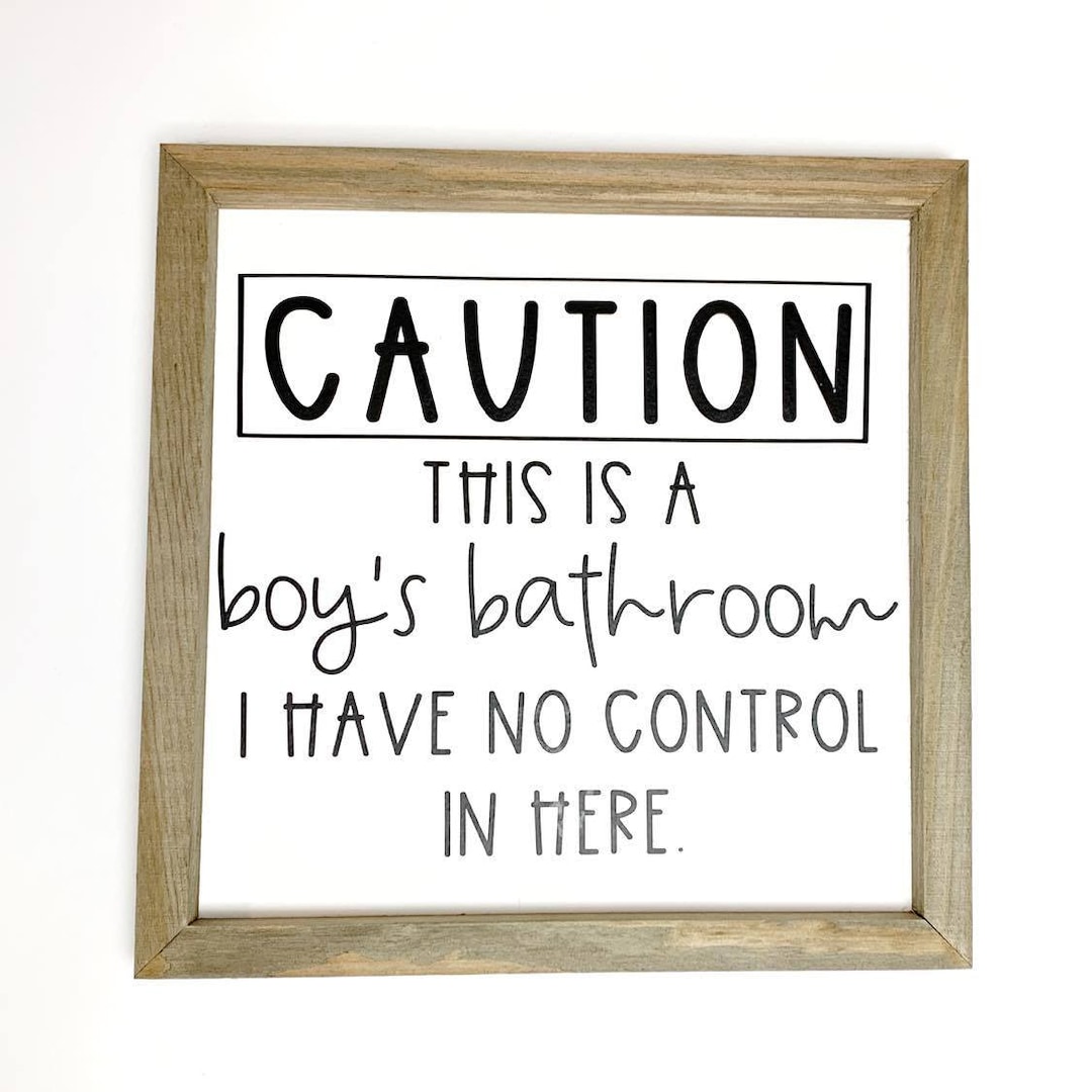 Bathroom Sign, Caution Boys, Farmhouse Sign, Kids Bathroom Decor, Funny ...