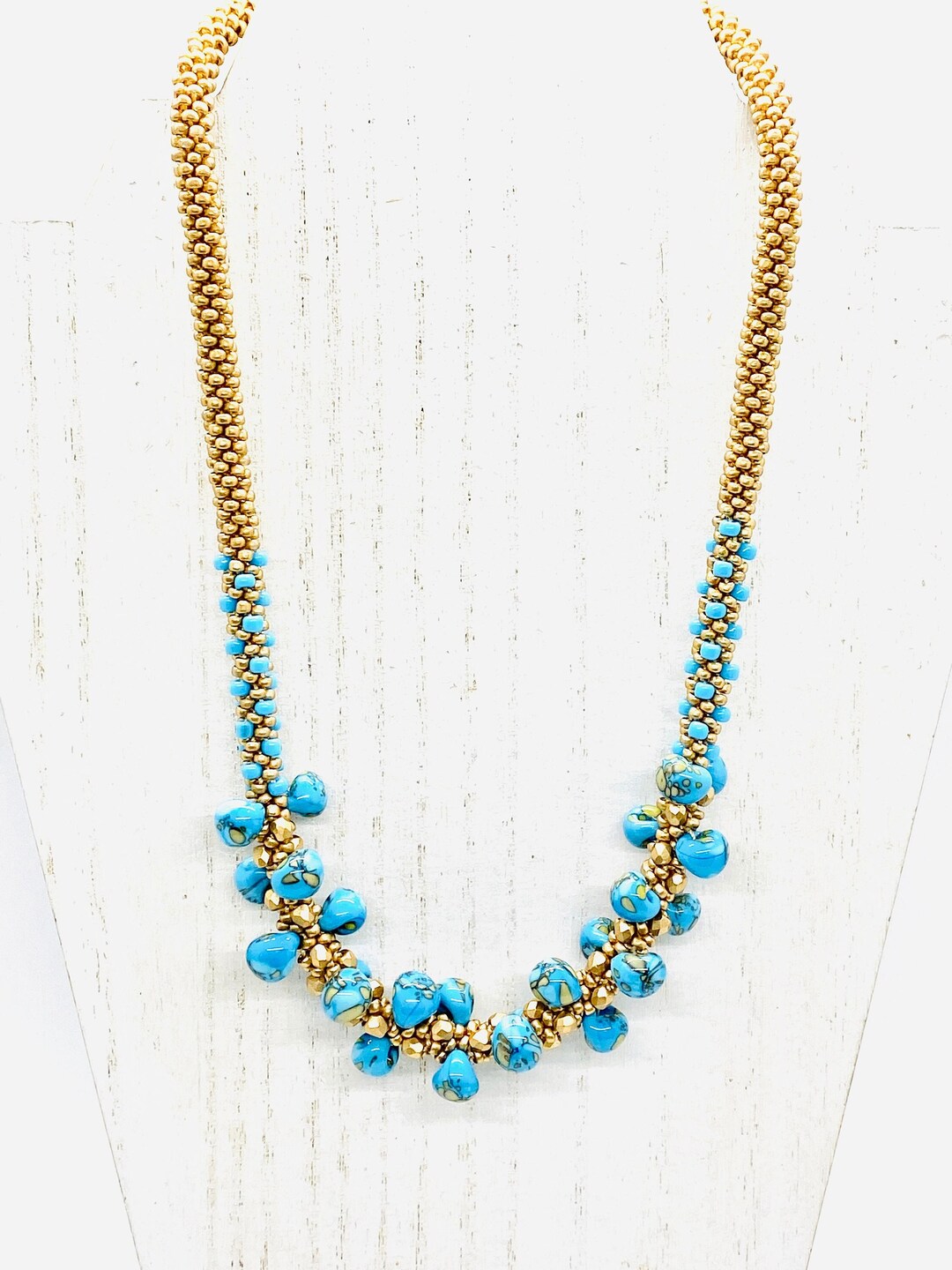Aqua Golden Splendor Kumihimo Necklace Kit and Tutorial - Etsy