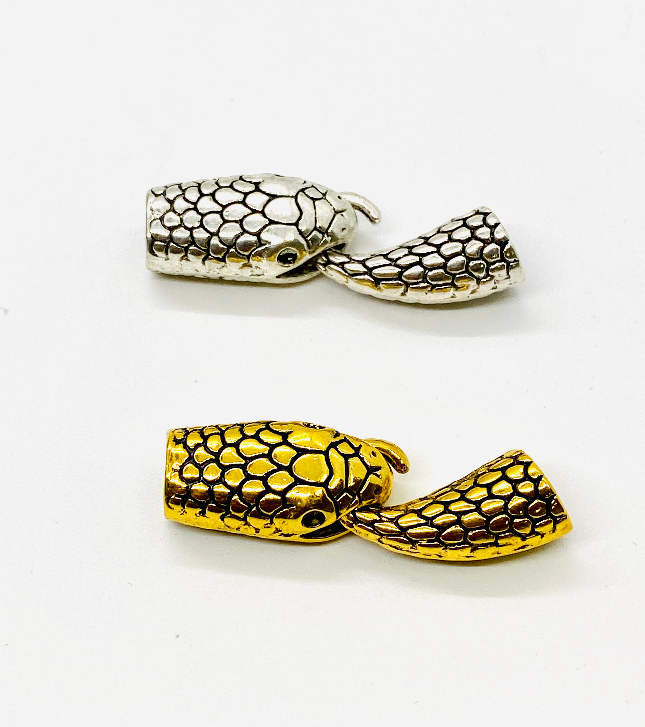 Kumihimo Snake End Cap Hook and Eye Set Silver - Etsy