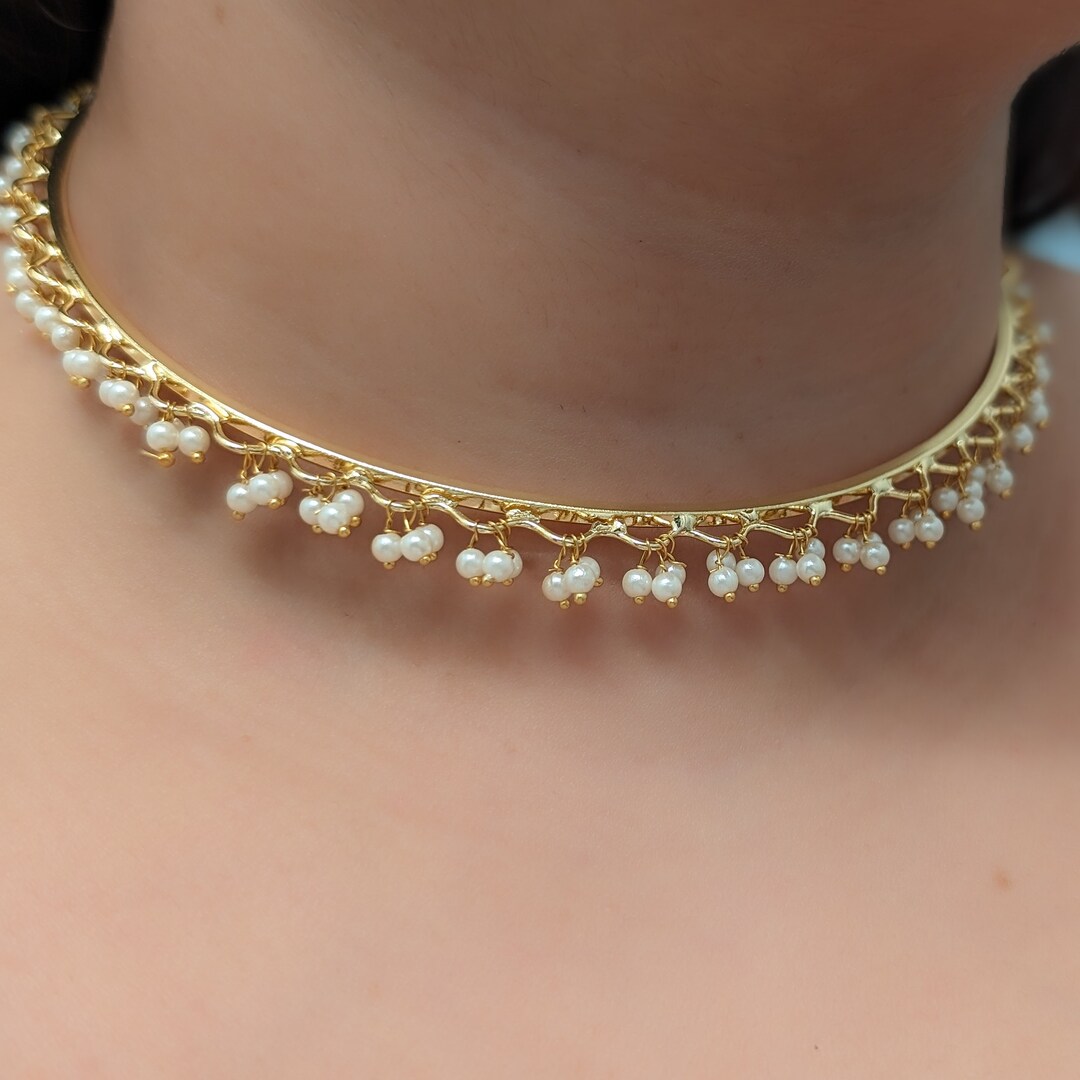 Delicate Seed Pearl Cluster Wedding Bridal Choker Necklace ESHQROCK ...