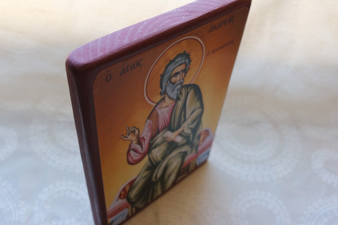 Handmade Mounted Icon | St Andrew the Apostle Brother of St Peter the ...