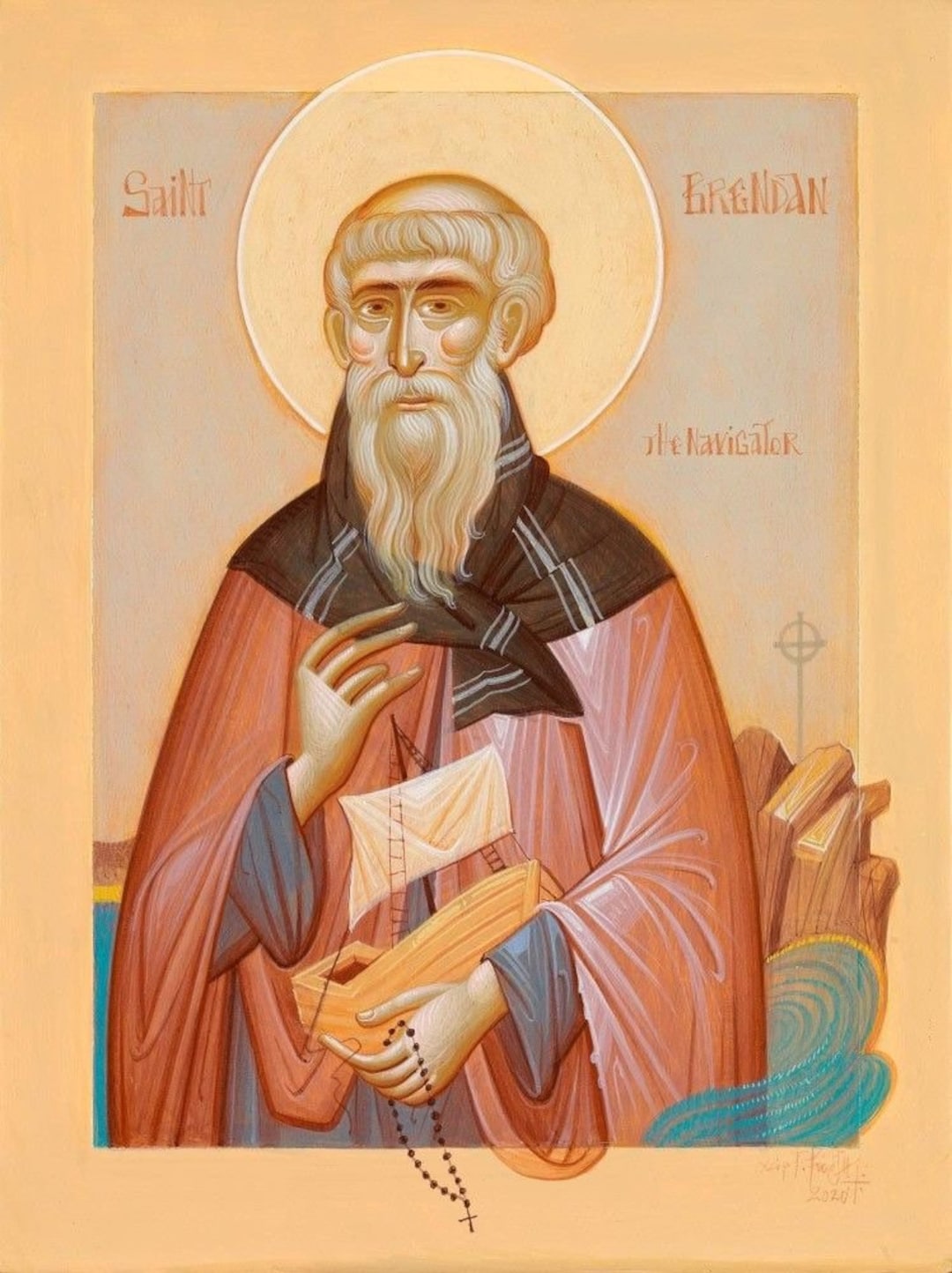 Handmade Mounted Icon | St Brendan the Navigator. First Orthodox ...