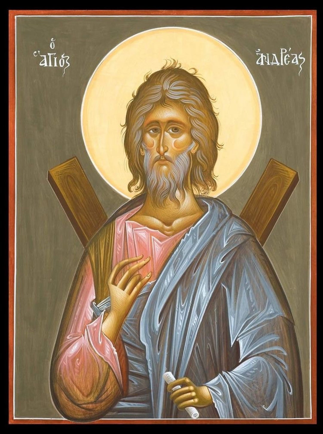 Handmade Mounted Icon | St Andrew the Apostle. Apsotle Andrew. the ...