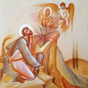 Handmade Mounted Icon | Moses the Prophet and the Burning Bush - Etsy