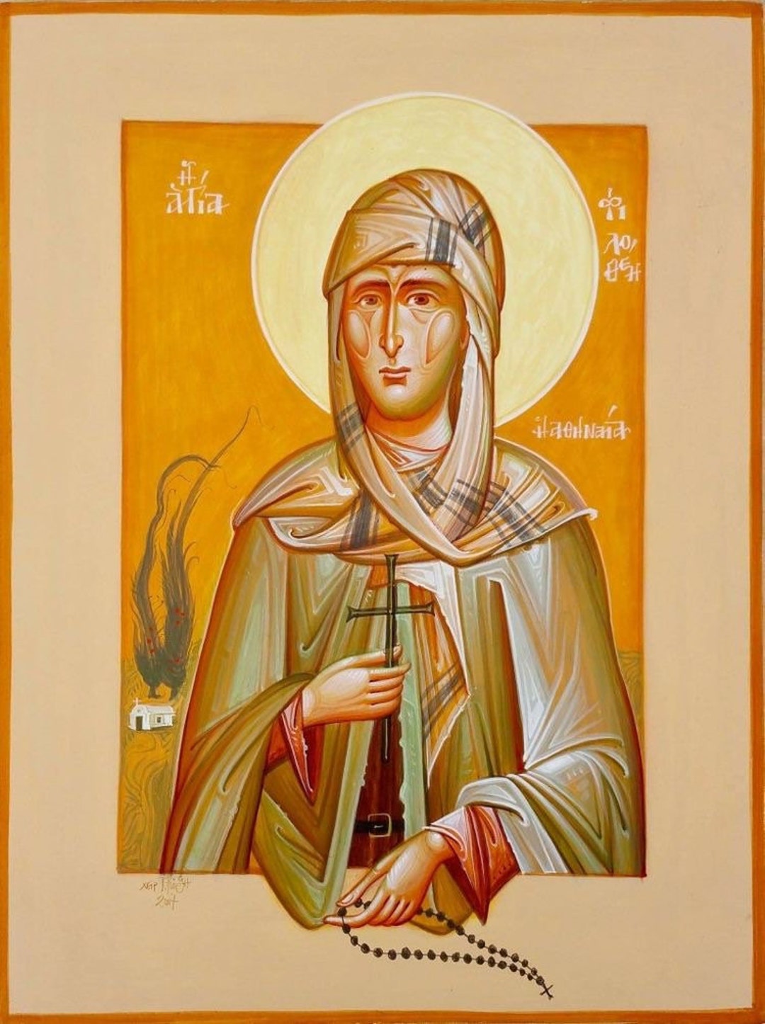 Handmade Mounted Icon | St Philothea of Athens - Etsy