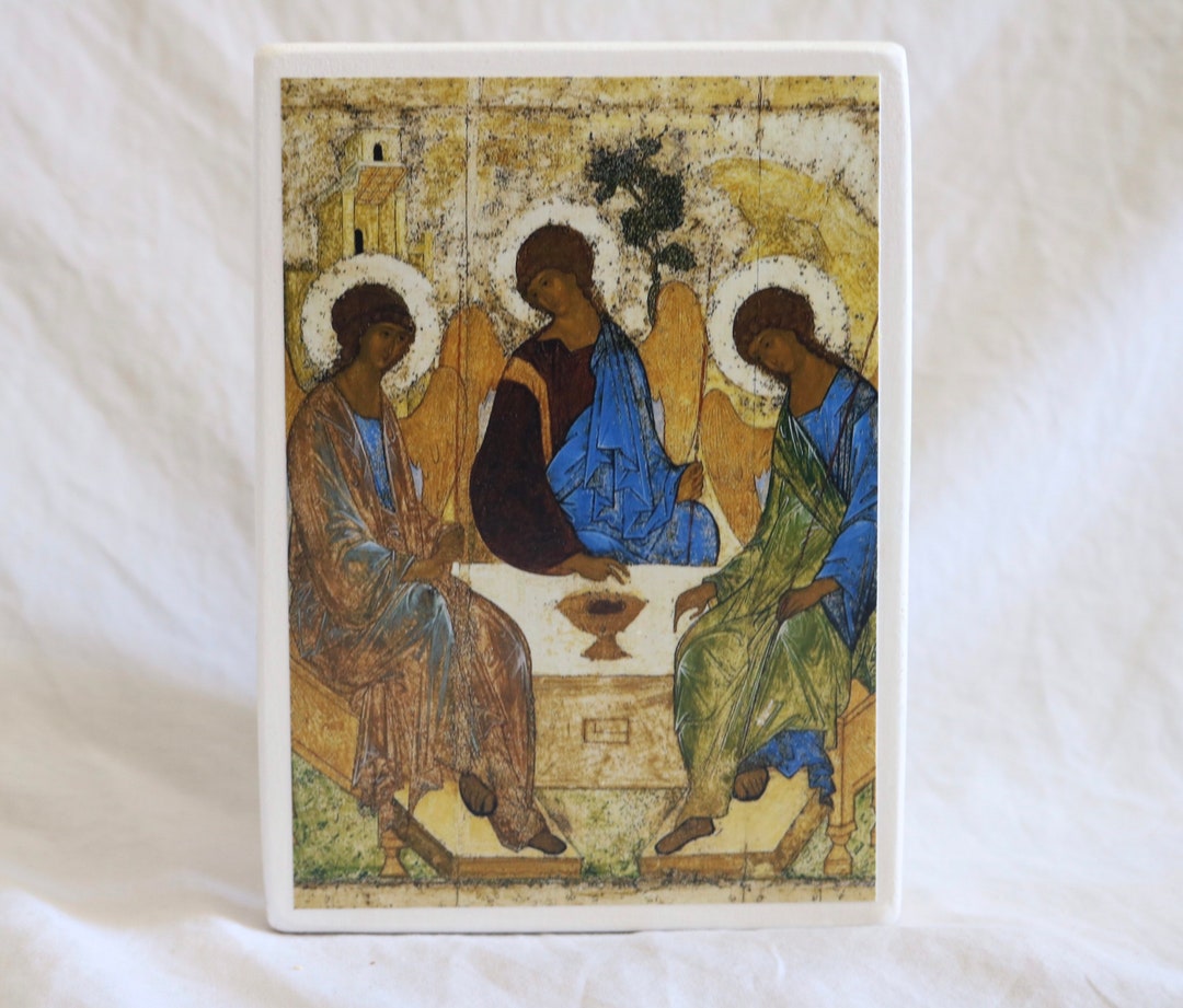 Handmade Mounted Icon | Andrei Rublev’s ‘hospitality of Abraham’ the ...
