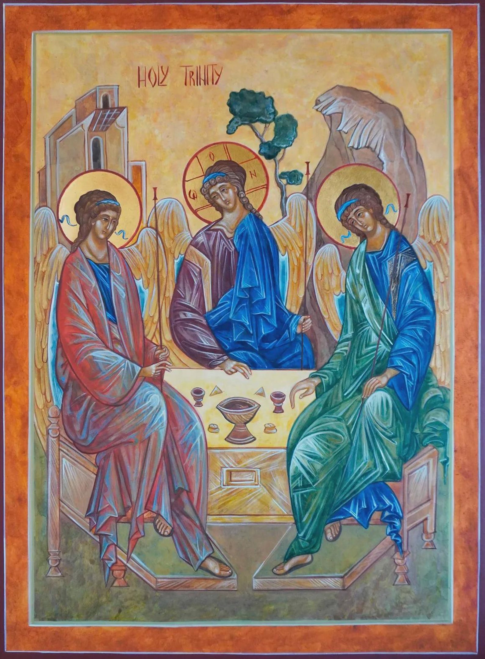 Handmade Mounted Icon | the Depiction of the Most Holy Trinity - Etsy