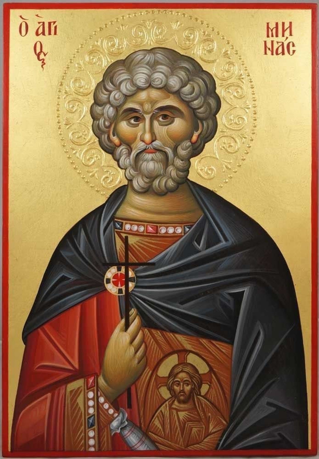 Handmade Mounted Icon St Menas the Great Martyr. St Mina. St Mena - Etsy