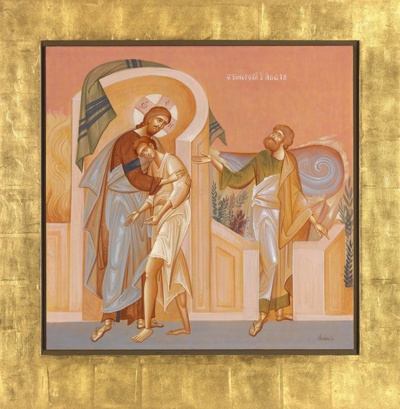 Handmade Mounted Icon the Parable of the Prodigal Son & the - Etsy