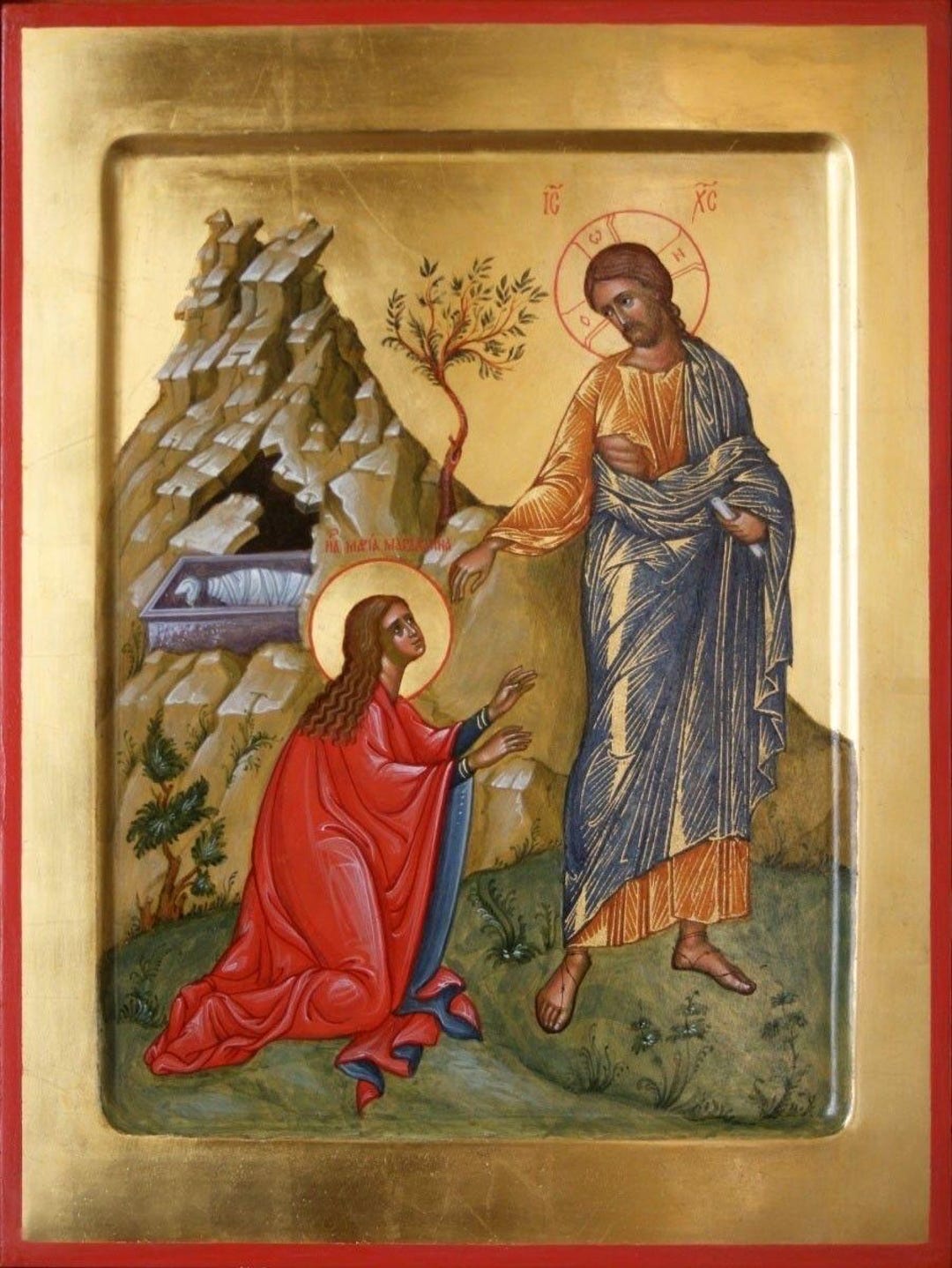 Handmade Mounted Icon | St Mary Magdalene and the Risen Jesus Christ ...