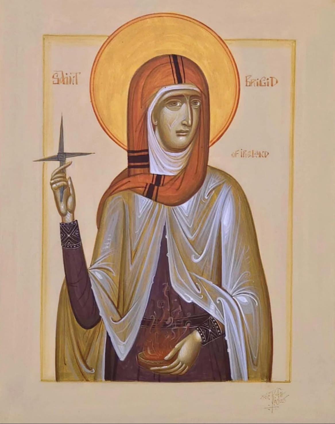 Handmade Mounted Icon | St Bridget of Ireland St Bridegette - Etsy