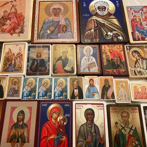 Handmade Mounted Icon | St Tabitha. Resurrected by St Peter the Apostle ...