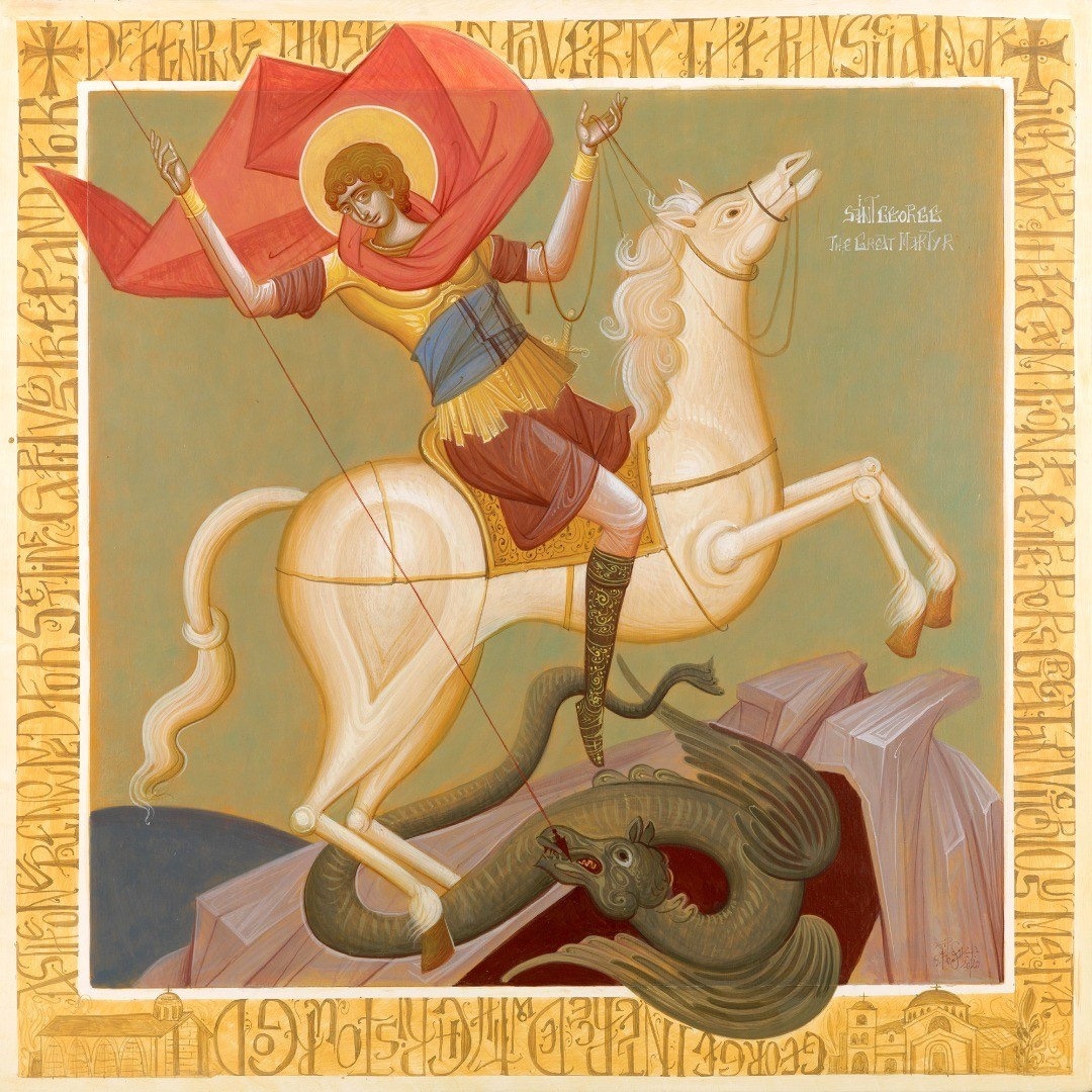Handmade Mounted Icon | St George the Great Martyr. St George and the ...