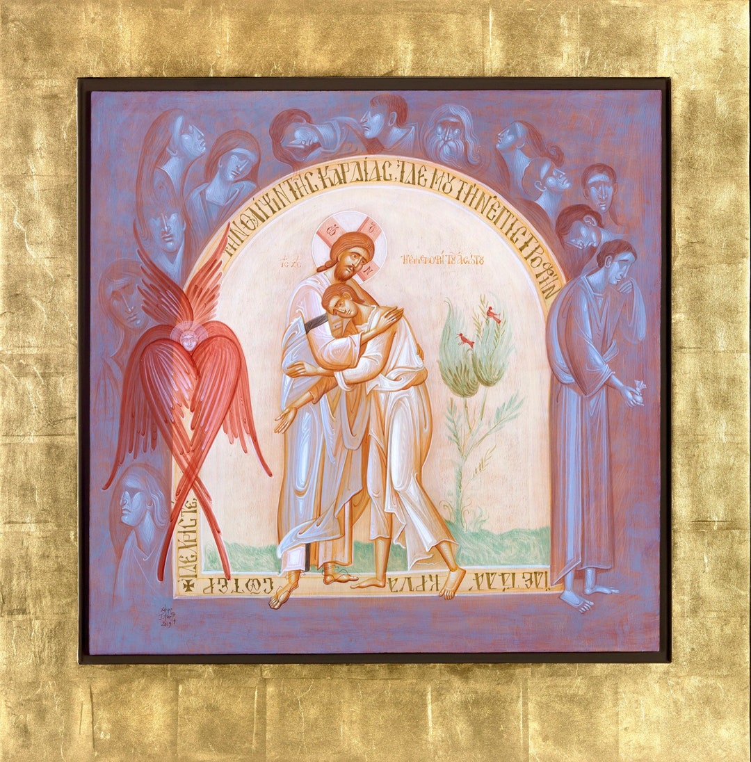 Handmade Mounted Icon | the Parable of the Prodigal Son. Jesus Christ ...